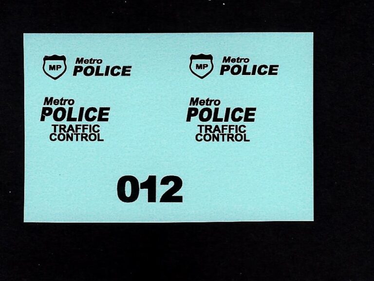 Matchbox 10f Plymouth Gran Fury - Metro Police - Black Square Decals