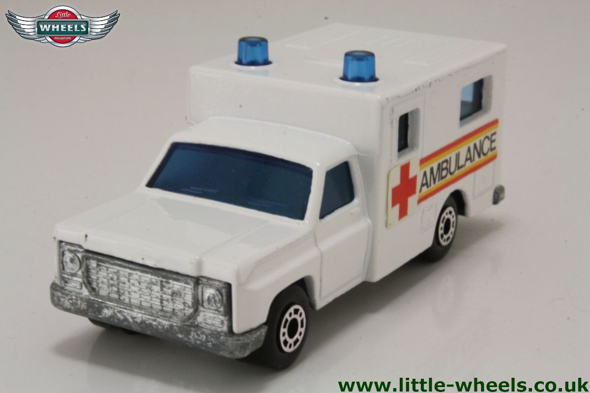 Matchbox 41e Chevrolet Ambulance - EMS Ambulance - Black Square Decals