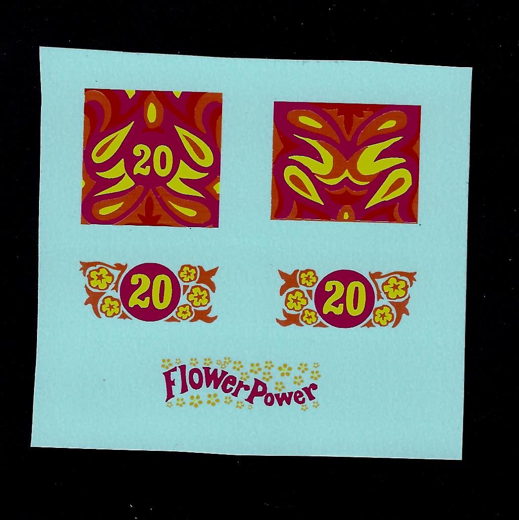 Corgi 348 Ford Mustang - Flower Power Stock Car - Black Square Decals