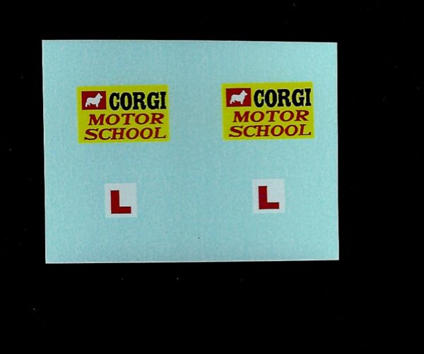 Corgi 400/401 VW Beetle Driving School Car - Black Square Decals